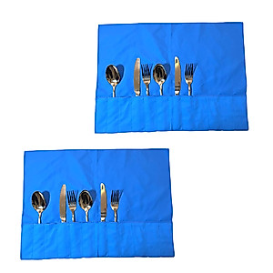 rejopfad Anti Tarnish Silver Storage Bag Velvet Fabric Blue Silver Protector Silverware Cutlery Storage Bag, Silverware Cutlery Holder for Drawer 2Pcs