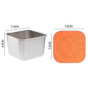 Grebest Stainless Steel Snack Containers Sauce Cup with Leakproof Silicone Lid Food Storage for Picnic Lunchbox Snacks Set of 1/6 Pcs 60/180ml Stackable Orange 60ML