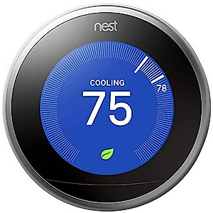 Google Nest Learning Smart Thermostat - 3rd Generation - Stainless Steel T3007ES Bundle with Google Nest Temperature Sensor 3 Pack T5001SF + elago Wall Plate Upgraded Wall Mount Cover - Matte White