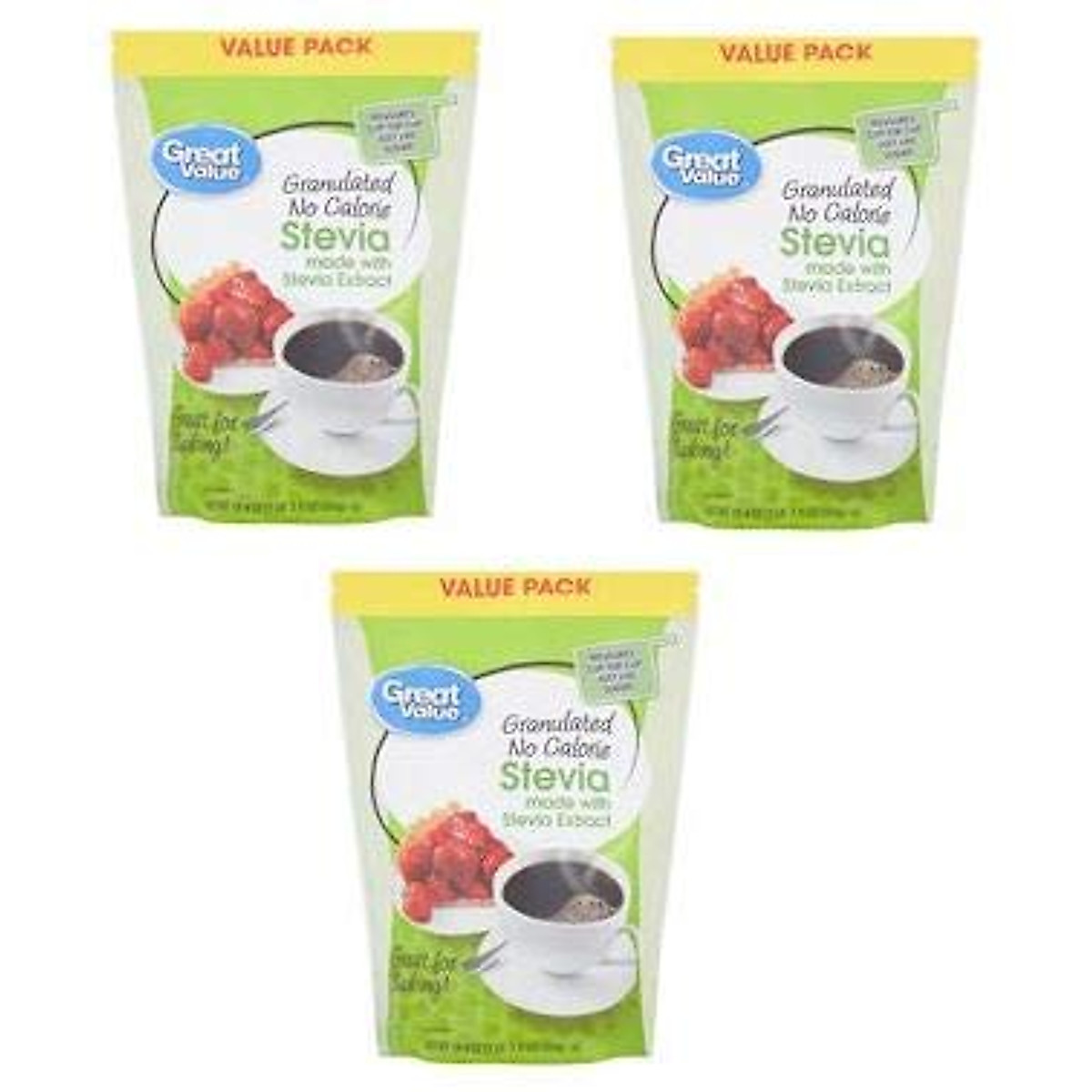 Great Value Granulated No Calorie Stevia Value Pack, 19.4 oz (pack of 3)