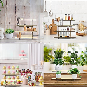 4-Tier Wood Straight Table Retail Display Wood Cupcake Stands Dessert Stands Retail Display Stand for Craft Shows Farmers Markets Cupcakes Candy Jewelry Desserts Counter Top Home Wedding Party