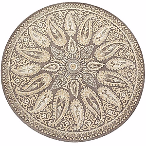 Crate and Barrel Caldera Grey Traditional Persian Style Round Handmade Tufted 100% Woollen Area Rugs & Carpet (6x6 ft - 180x180 cm)