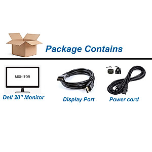 Dell P2014HT Widescreen 20 inch LED Monitor, VGA, Display Port, DVI, 16.7 Million Colors, 178 Degree Viewing Angle, Built-in USB Hub, HD at 60Hz, 8ms Response time (Renewed)