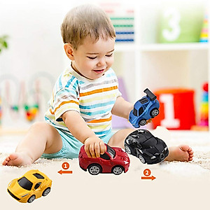 WISHTIME Pull Back Car Toy Set - 9 pcs Assorted Mini Die Cast Vehicle Friction Powered City Car Playset for Toddlers Kids Boys