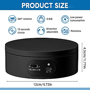 Hoteam Turner Cup Rotating Display Stand for Epoxy Glitter Tumbler Display Turner 360 Degree Tumbler Spinner Automatic Spinning Rotating Platform Mute Photography Turntable(Black,6 Pcs)