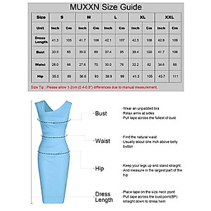 MUXXN Women's Sleeveless V Neck Knee Length Bridesmaid Wedding Guest Pencil Dress Black M