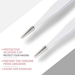 Makartt 2Pcs Straight Nail Tweezers Probe Tips Metal Precision Tweezers for Nail Art Picking Gems Rhinestones Acrylic Gel Stickers Eyelash Extensions Nail Tools