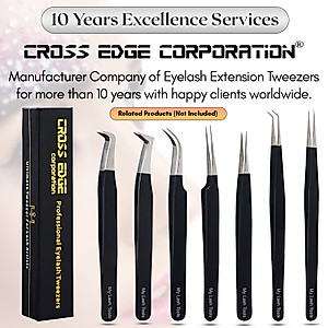 My Lash Tools Fiber Tip Lash Tweezers for Eyelash Extensions Pro Tweezer for Volume Lashes Japanese Stainless Steel Mink Lashes Fan Making Mega Volume Boot Angled Lashing Tweezers (Black)