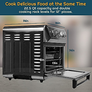 iCucina 1800W Convection Air Fryer Toaster Oven, Large 22.5QT Countertop Oven with 7-in-1 Functions (cut toaster), Stainless Steel