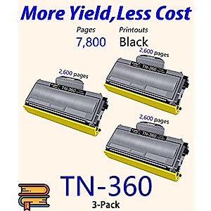 3-Pack ColorPrint Compatible TN360 Toner Cartridge Replacement for Brother TN360 TN330 TN-330 Work with HL-2140 HL-2170W MFC-7340 MFC-7440N MFC-7345N MFC-7840W DCP-7030 DCP-7040 Printer (Black)