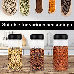 MUXHEL 12 Pcs 15 oz Plastic Spice Jars with Shaker Lids, Food-Grade Clear Seasoning Shaker Containers, Large Spice Containers for Spice, Powders and Herbs