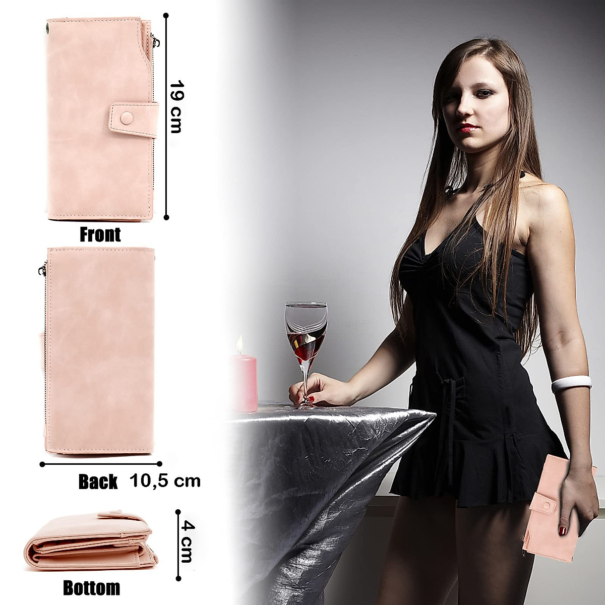 TAN.TOMI Wallet Women, Vegan Leather Women Wallet Large Capacity, Wallet for Women RFID Blocking with Multi Card Organizers