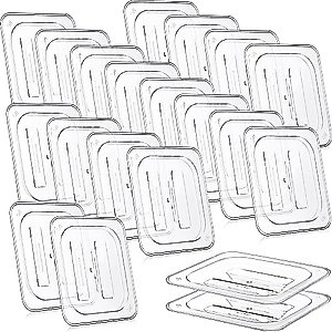 Hoolerry 24 Pcs Polycarbonate Food Pan Lid with Handle 1/6 Size Hotel Pan Cover Clear Hotel Pan Lid for Restaurant Commercial Food Container and Storage