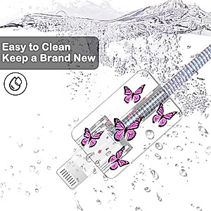 DiyGody Lovely Cable Protector for iPhone Charger with Cute Clear Pink Butterfly Design, Soft Data Line Cable USB Wire Saver Charger Protector Compatible with 18W/20W iPhone Charger