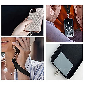 9PCS Universal Phone Tether Tab Without Adhesive, Plastic Phone Lanyard Patch for Phone Strap (White Black and Clear)