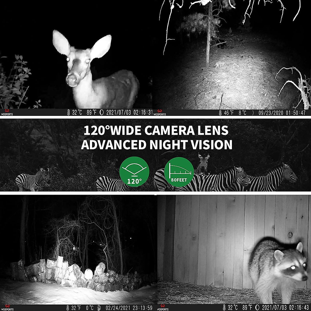 WOSPORTS Trail Camera,36MP 4K 0.2S Trigger Motion Activated,Game Hunting Camera with Night Vision IP66 Waterproof 2.0''LCD 120°Wide Camera Lens for Outdoor Scouting Wildlife Monitoring Home Security