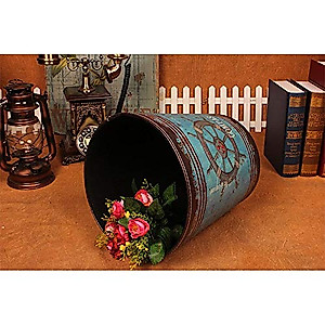 Daliuing Waste Can Creative British Leather Round Trash can for Household use Garbage Waste Basket for Washroom/Bathroom