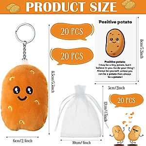 JaGely 20Set Inspirational Potato Bulk Employee Appreciation Gift Positive Potato Keychain with Organza Bag Funny Positive Card Motivational Easter Gift for Adult Coworker Staff Student Teacher Office