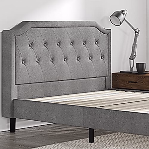 ZINUS Kellen Upholstered Scalloped Platform Bed Frame, Mattress Foundation, Wood Slat Support, No Box Spring Needed, Easy Assembly, King