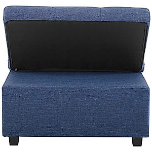 Pemberly Row Transitional Upholstered Convertible Sofa Bed in Blue