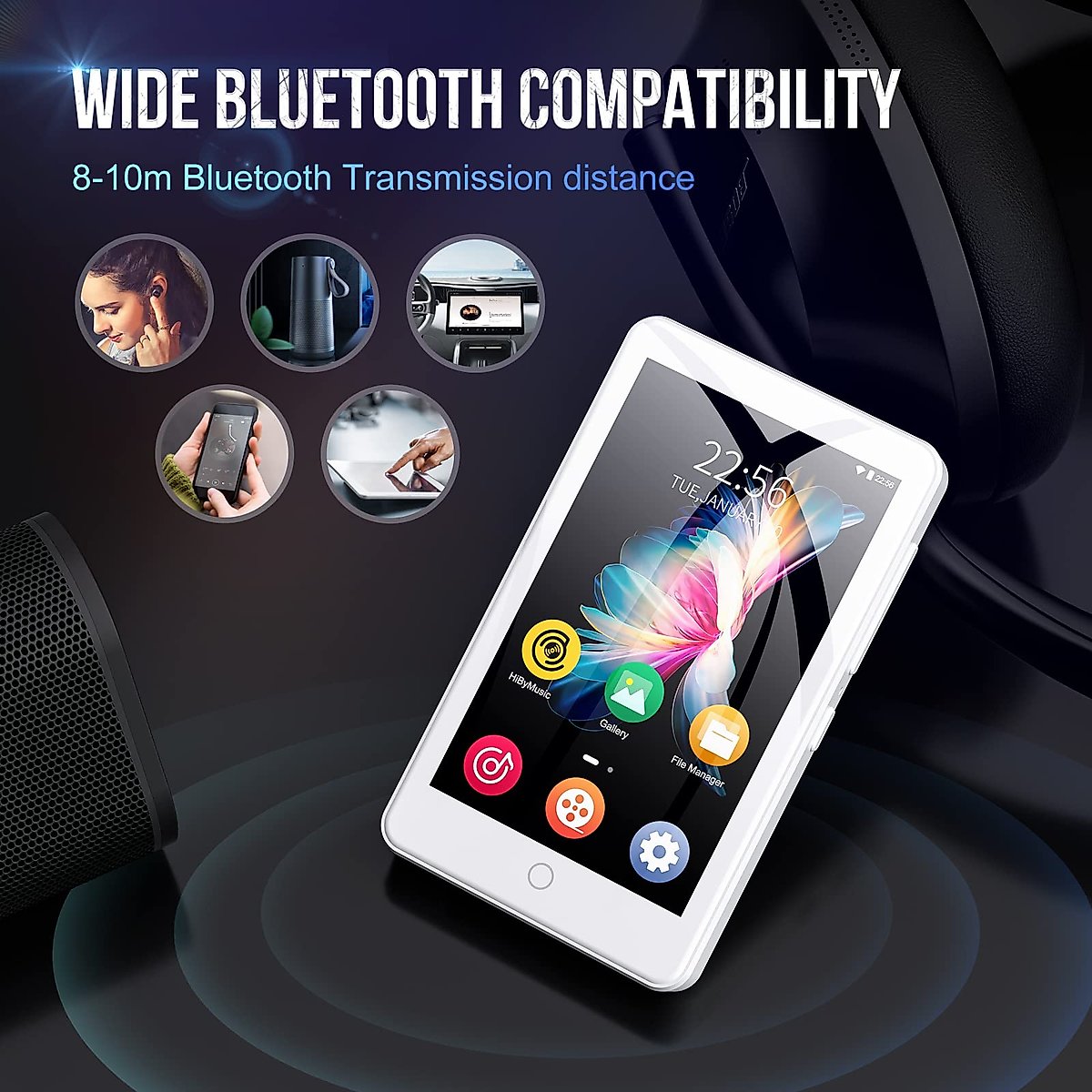 MP3 Player with Bluetooth and WiFi，MECHEN 3.5" Full Touch Screen Mp3 Mp4 Player with Speaker，Android Portable Digital HiFi Sound Music Player with FM Radio,Recorder, Ebook,Browser. (H1-White)