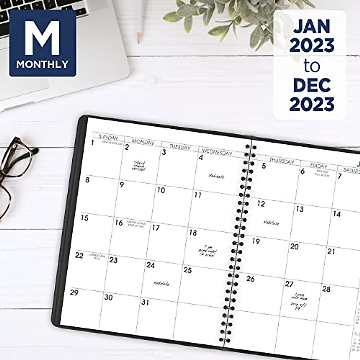 AT-A-GLANCE 2023 Monthly Planner, 7" x 8-3/4", Medium, Large Print, Black (70LP0905)