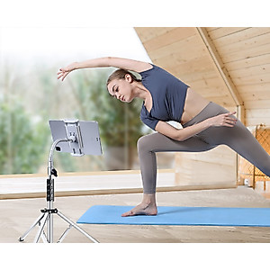 elitehood Aluminum iPad Tripod Stand, 72in Height Adjustable iPad Floor Stand, Heavy Duty Silver iPad Tripod Holder Mount, Compatible with iPad Pro 12.9, 11, iPad Air Mini 4.7-13in Tablets & Phones