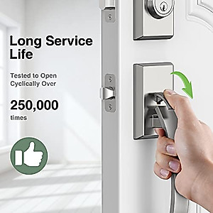 Floresita Front Door Lock Set, Sliver Front Door Handle and Deadbolt Set Adjustable, Satin Nickel Door Handle Heavy and Substantial Exterior Door Handle, Front Entry Door Handle Reversible
