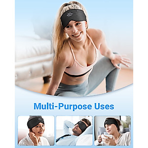 Sleep Headphones Bluetooth Headband Wireless - Upgraded Ergonomic ASMR Headphone Cool Gadget, Soft Sleeping Mask Music Sport Headband, Sleep headphones Gifts for Men Women Side Sleeper (Black)