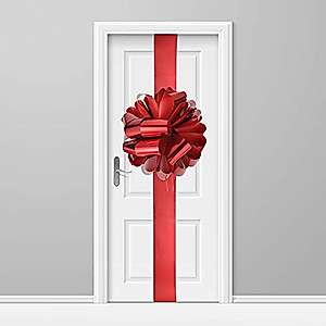 Zonon Car Bow Pull Bow Car Gift Wrapping Bow with 20 ft Christmas Bows for Cars Decor New Houses Big Gift Bow (Glossy Red, 20 Inch)