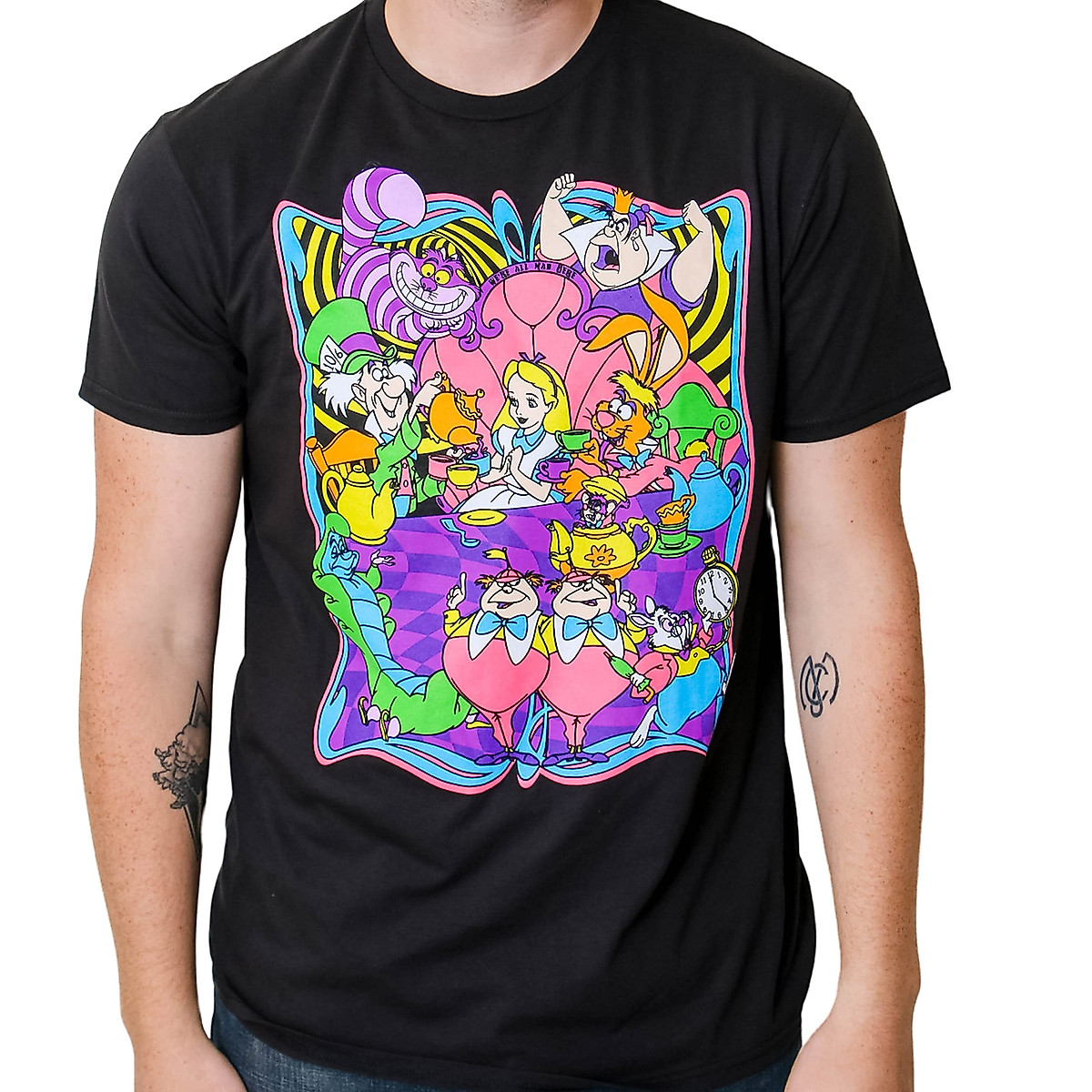 Disney Alice in Wonderland Mostly Mad Tea Party T-Shirt (X-Large, Black)