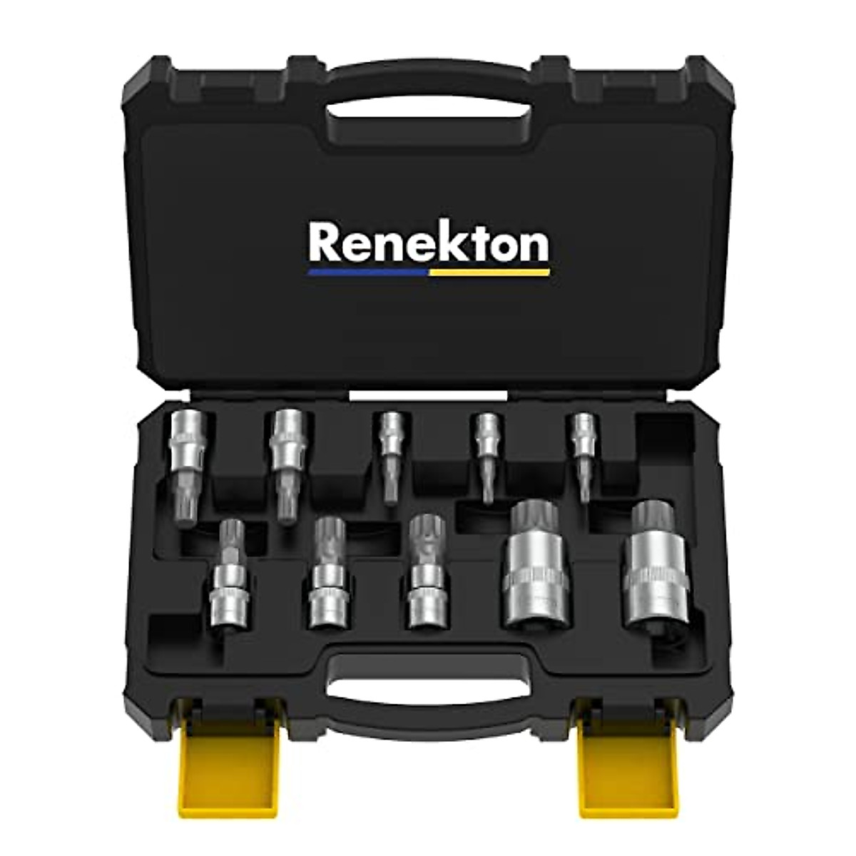 Renekton Triple Square Spline Bit Socket Set XZN,Tamper Proof,1/2" 3/8" 1/4" Drive,M4 - M18,S2 Steel,10 Pieces