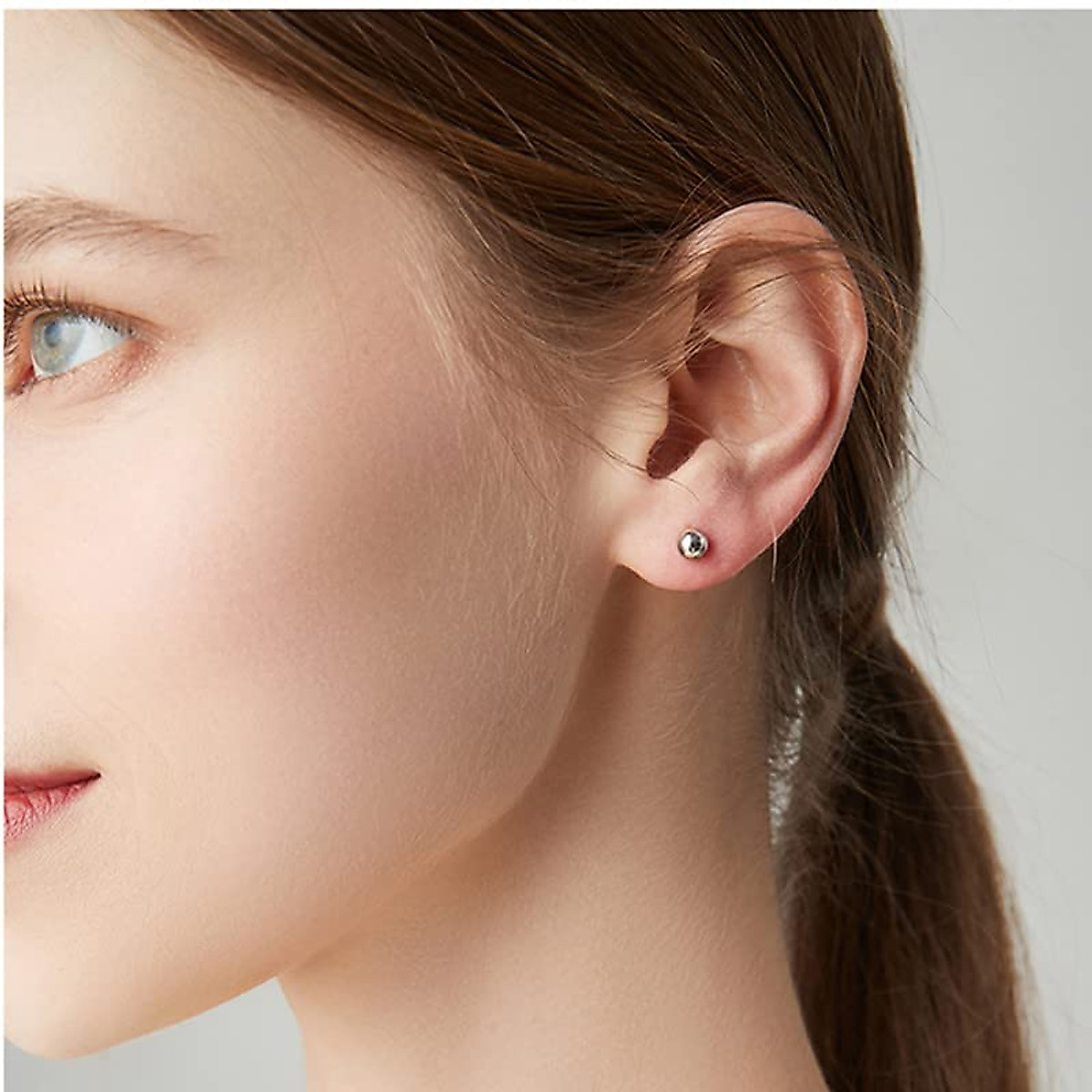 Hopply Screw on Earring Backs for Women,Hypoallergenic Surgical Steel Stud Earrings Ball Star Circle Simple Geometric Cartilage Helix Flat Back Piercing Earrings