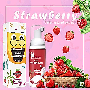 Kids Foam Toothpaste with Strawberry Flavor, Fluoride Free Natural Formula, Foam Toothpaste for Electric Toothbrush(60ml)(1 Pack)
