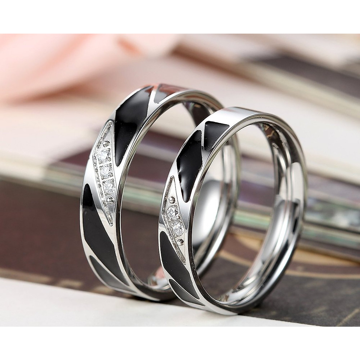 Global Jewelry Amazing Titanium Stainless Steel We Love Each Other Wedding Band Set Anniversary/Engagement/Promise/Couple Ring Best Gift! (His, 9)