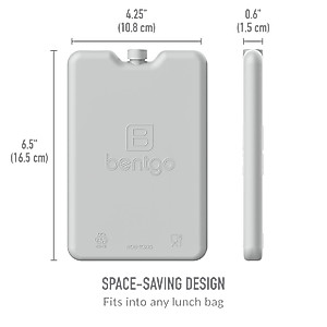 Bentgo Ice Lunch Chillers - Ultra-Thin Ice Packs Perfect for Everyday Use in Lunch Bags, Lunch Boxes and Coolers - 4 Pack (Gray)