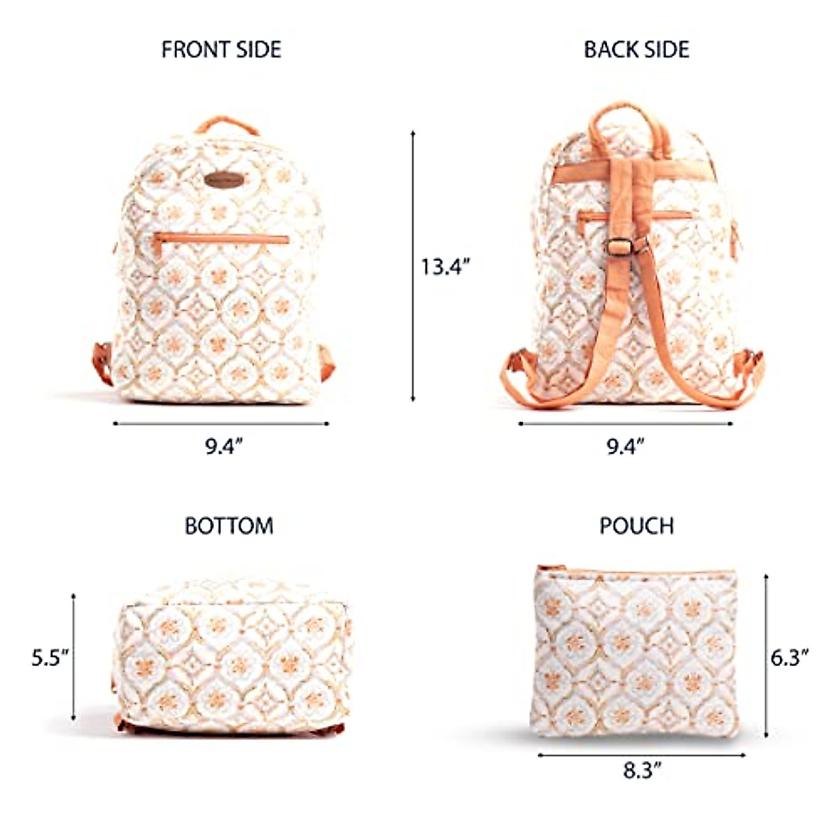 Maison d' Hermine Backpack Cotton Shoulder Backpack with Small Pouch Lightweight Bag for Travel Work Beach Perfect for Women & Men (Fair Isle)