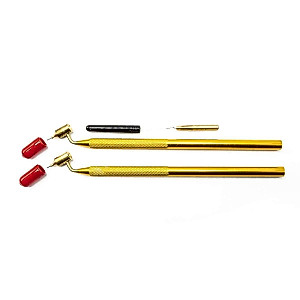 KINGART Fine Line Painting Pen 2 Pc. 0.5mm Fine Line + 0.25mm Extra Fine Line Brass Tips, Fluid Writer Paint Applicator Pen, Precision Touch Up Paint, Rock Chips & Scratch Repair