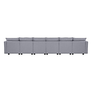 Naomi Home Elizabeth Modern DIY Collection - Convertible Modular Sectional Sofa - Ultimate Sofa Experience - Linen Sofa Couch for Living Room, Apartment, Office - 6 Piece Modular Sectional - Gray