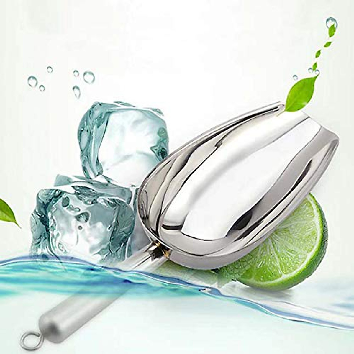 Ice Scoop for Freezer,Stainless Steel Ice Scoop for Ice Machine,Small Metal Ice Scoop for Ice Maker Kitchen Bar Party Wedding,Heavy Duty,Dishwasher Safe,8 OZ Utility Metal Scoop