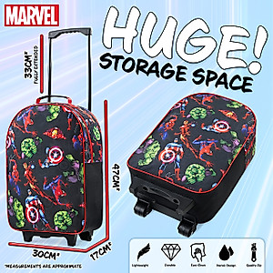 Marvel Kids Suitcase for Boys Foldable Trolley Hand Luggage Bag Carry On Avengers Travel Bag with Wheels Cabin Bag Wheeled Bag with Handle Spiderman Trolley Suitcase Boys (Multicolor Avengers)
