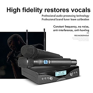 n/a Wireless Microphone UHF 2 Channels Handheld Frequency Adjustable for Party Stage Show 50M Use Distance