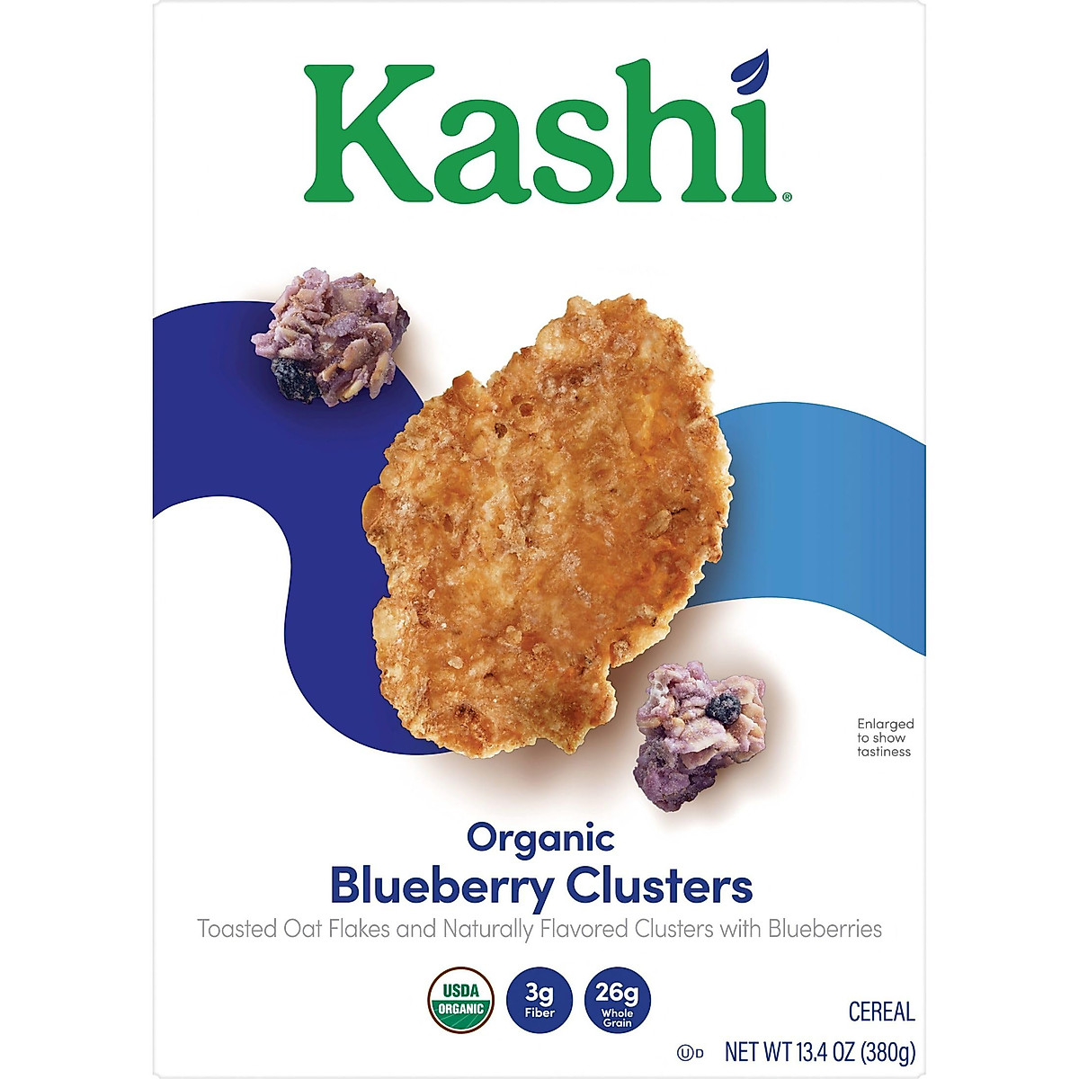 Kashi Cold Breakfast Cereal, Vegan, Organic Fiber, Blueberry Clusters, 13.4oz Box (1 Box)