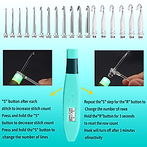 Yarniss 18 Size Counting Crochet Hooks with Light, Digital Counter Crochet Hooks Set with Case (2.0mm~14.0mm)