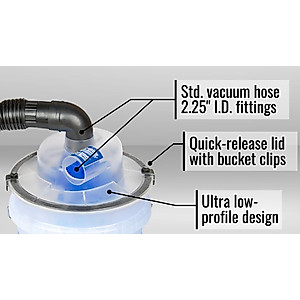 Dust Deputy Low-Pro Plus Lid Dust Separator Kit for Shop Wet Dry Vacuums - 2.5" Adapter & 3' Hose - Fits Standard 5 Gallon Buckets, USA Made