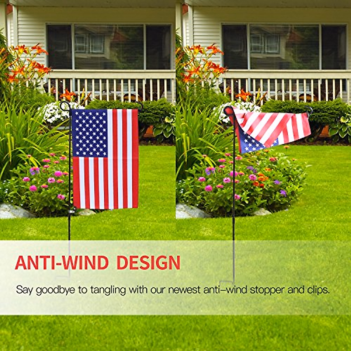 ANLEY Accessories 10 Pack Garden Flag Rubber Stoppers and Anti-Wind Clips - Durable & Weather Resistance for 5 Garden Flag Poles Stands - 10 Pieces Set