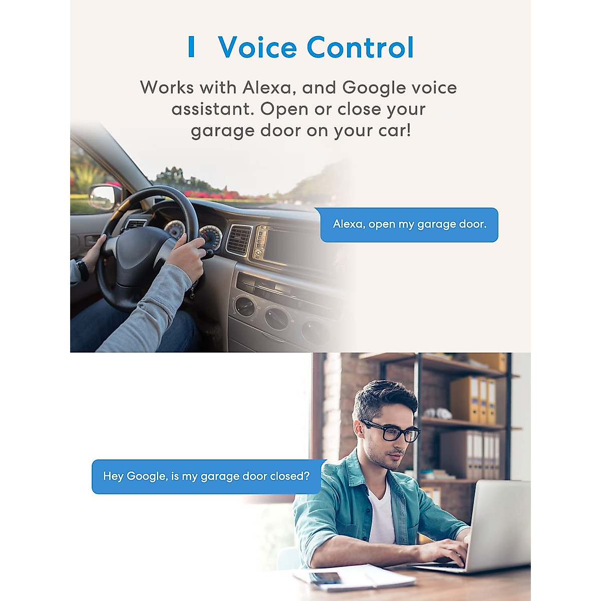 meross Smart Garage Door Opener Remote, APP Control, Compatible with Alexa and SmartThings, Multiple Notification Modes, No Hub Needed