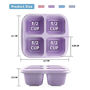 Snack Containers (4 Pack), 4 Compartments Snackle Box Container, Meal Prep Containers Reusable Lunch Containers for Adults, Microwave & Dishwasher Safe, Divided Bento Snack Box for Work, Travel