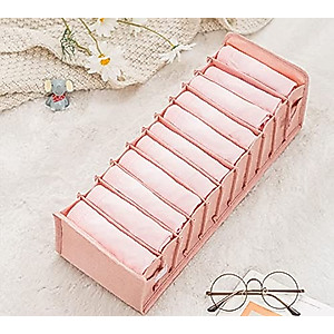 ZYDZ Closet Organizers and Storage, 3 Set Clothing Underwear Bra Sock Lingerie Chest Ties Small Parts Collapsible Organizer Drawer Divider for Bedroom, Pink