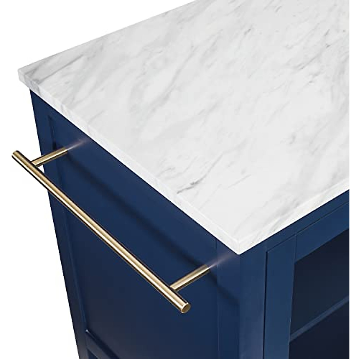 Crosley Furniture Katrina Kitchen Island with Faux Marble Top, Navy
